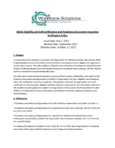 WIOA Eligibility and Self Certification Policy - workforcesolutions